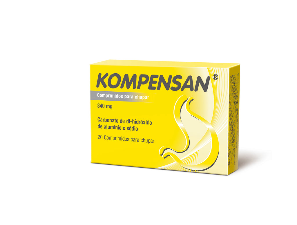 Kompensan 340 mg x 20 comprimidos mastigáveis aluminio – Farmácia em Casa
