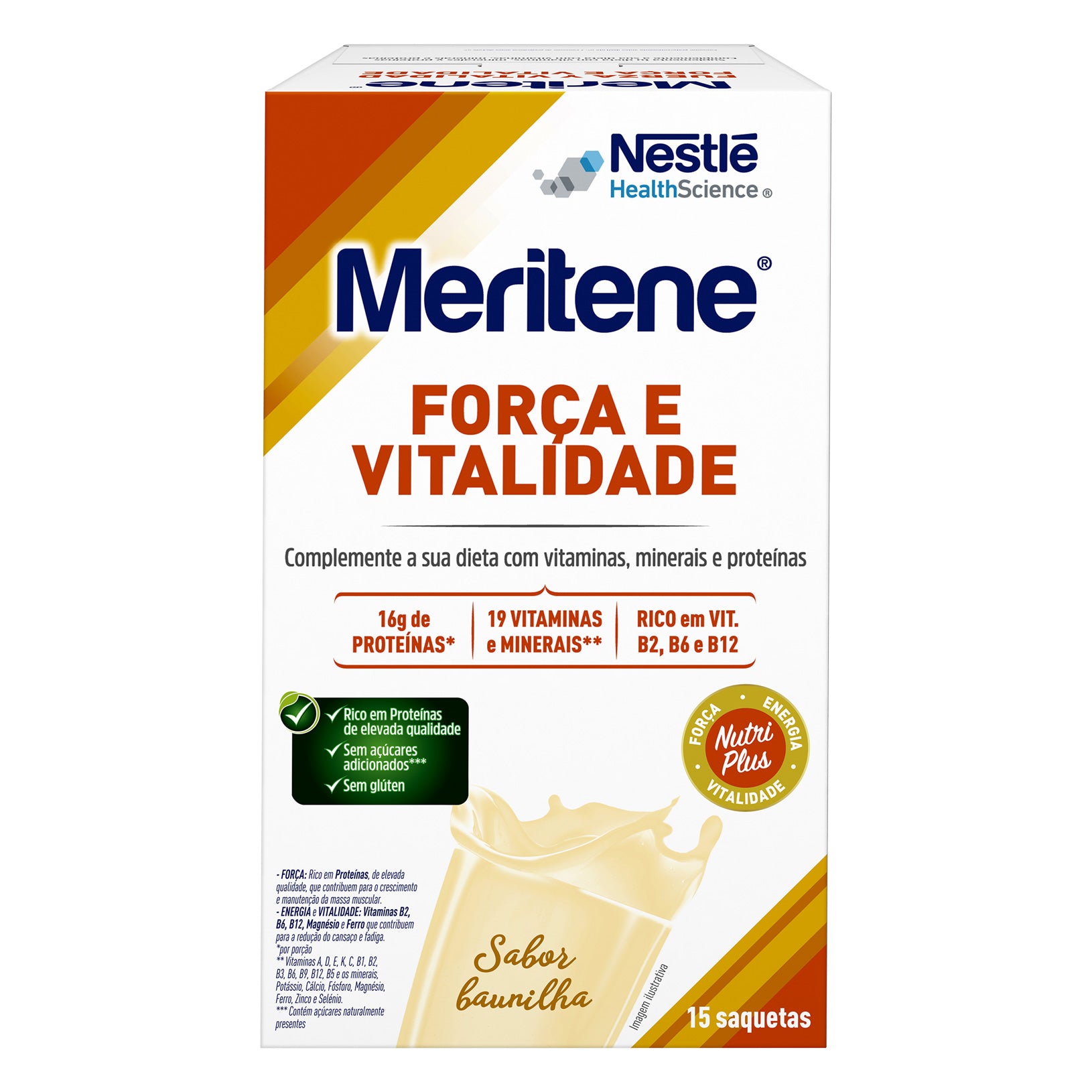 MERITENE BAUNILHA CART PO X 15 PO SAQ PROTEINAS LIPIDOS GLICIDOS SODIO – Farmácia em Casa